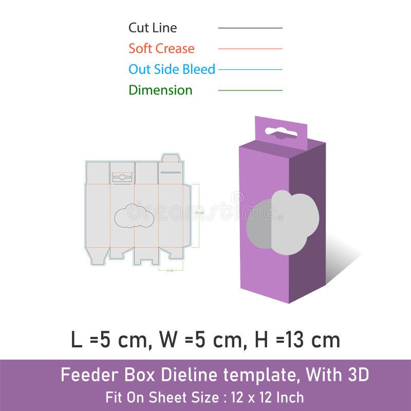 Feeder Box Dieline Template and 3D Stock Vector - Illustration of ...