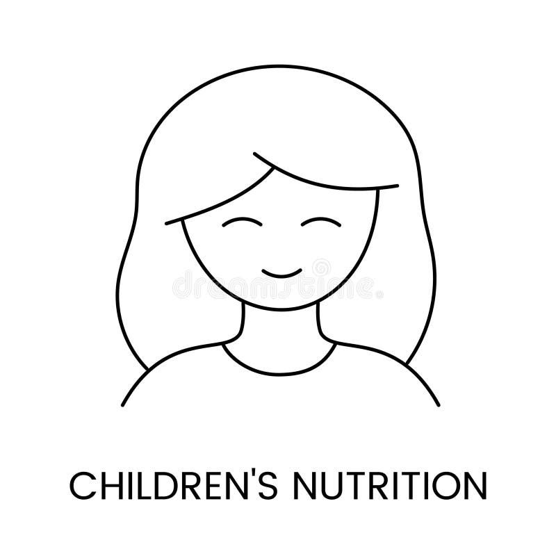 Feeding Children Line Icon Vector, Girl Illustration Stock Vector ...