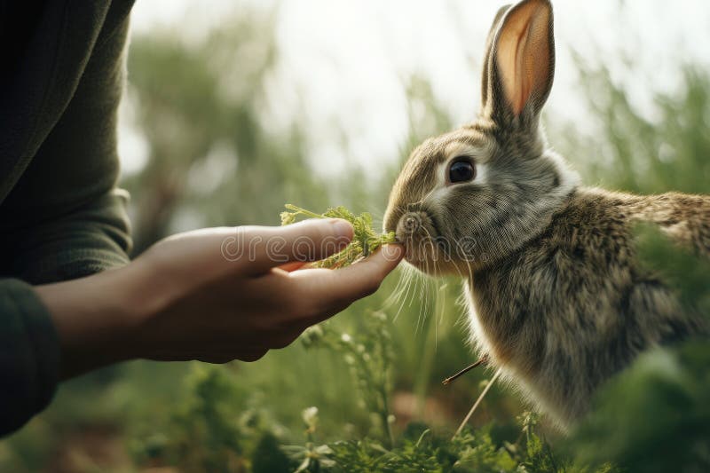 Feeding a Cute Rabbit: Fresh Grass Nutrition Stock Illustration ...