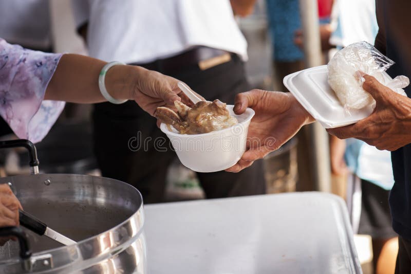 Feeding the Poor To Alleviate Hunger. Give Concept Stock Photo - Image ...