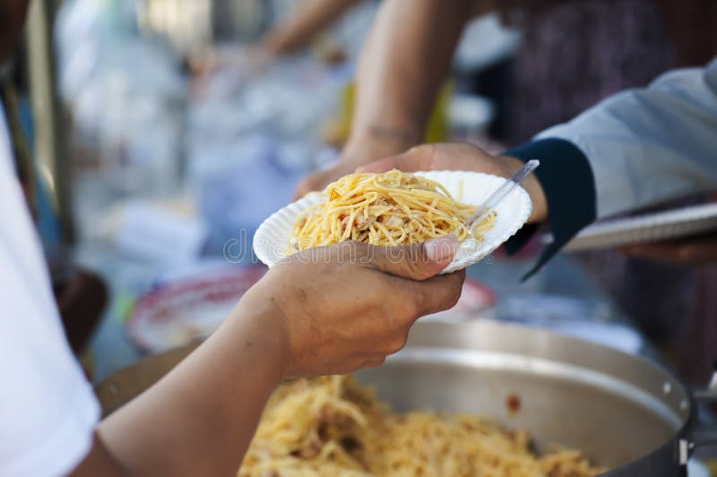 Feeding the Poor To Alleviate Hunger. Give Concept Stock Photo - Image ...
