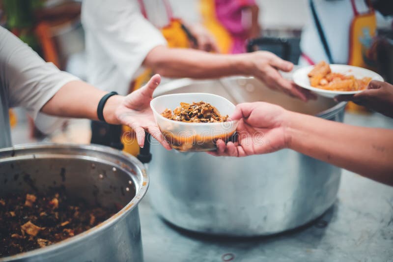 Feeding the Poor To Hands of a Beggar, Poverty Concept Stock Photo ...