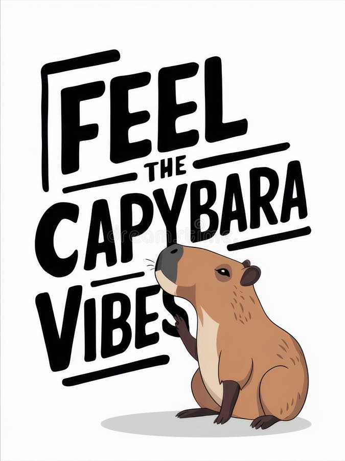 Feel the Capybara Vibes - Relaxed Cartoon Capybara Illustration with ...