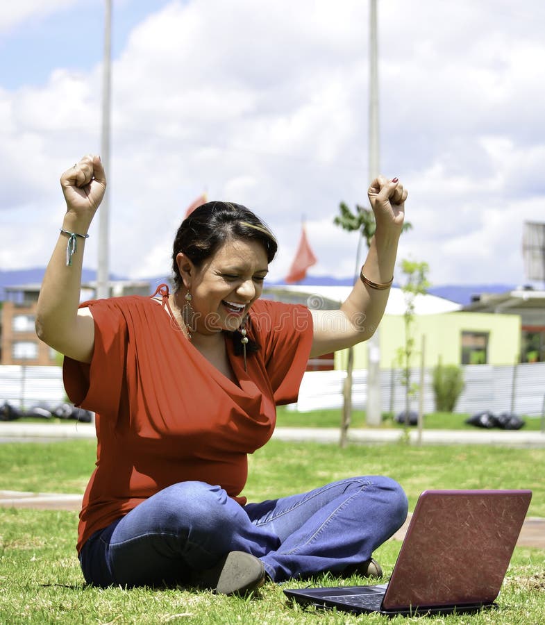 She feel happy at the park stock photo. Image of university - 55157062
