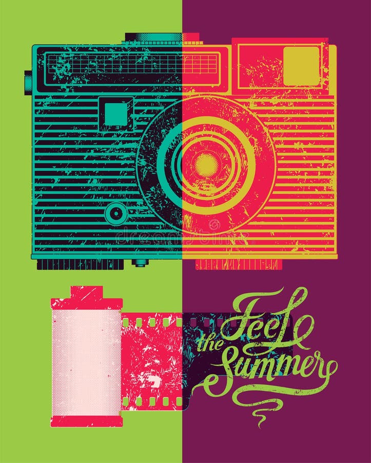Feel the Summer. Typographic Retro Grunge Poster. Vector Illustration ...