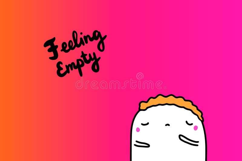 Feeling Empty Hand Drawn Vector Illustration with Cartoon Men Sad Stock ...