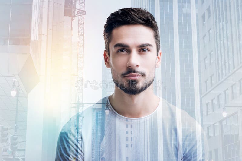 Pleasant Handsome Man Looking Happy when Having Relaxing Weekend Stock ...