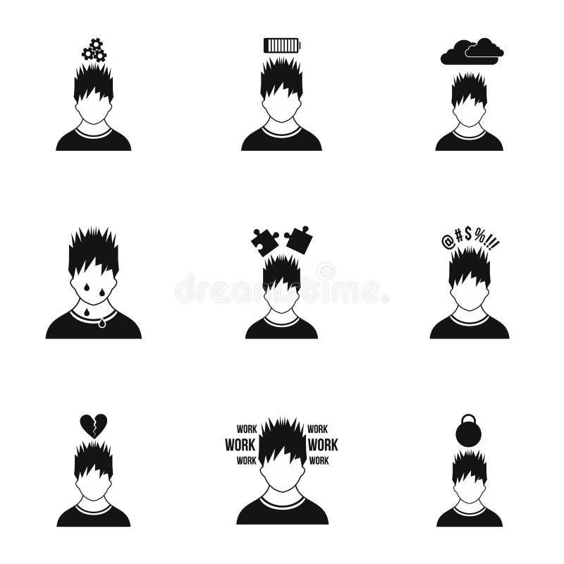 Feeling Icons Set, Simple Style Stock Vector - Illustration of ...