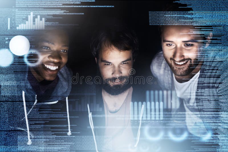 Feeling Positive About Programming Young Computer Programmers Working On Source Code Stock