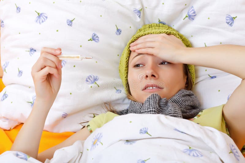 Feeling Sick and Having High Fever Stock Image - Image of medical, hand ...