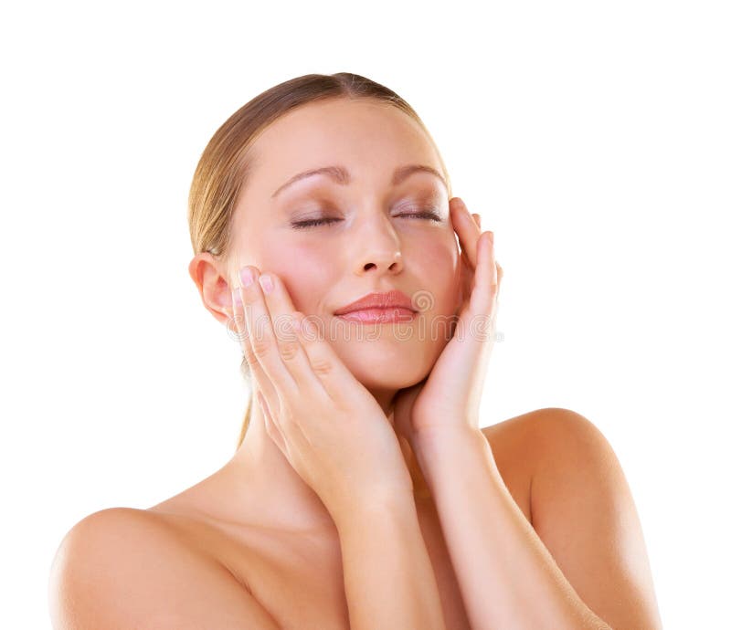 Feeling the Softness. Studio Shot of a Young Model Touching Her Face ...