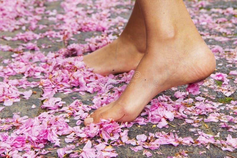 Feeling the Spring stock image. Image of birthmark, foot - 71299845