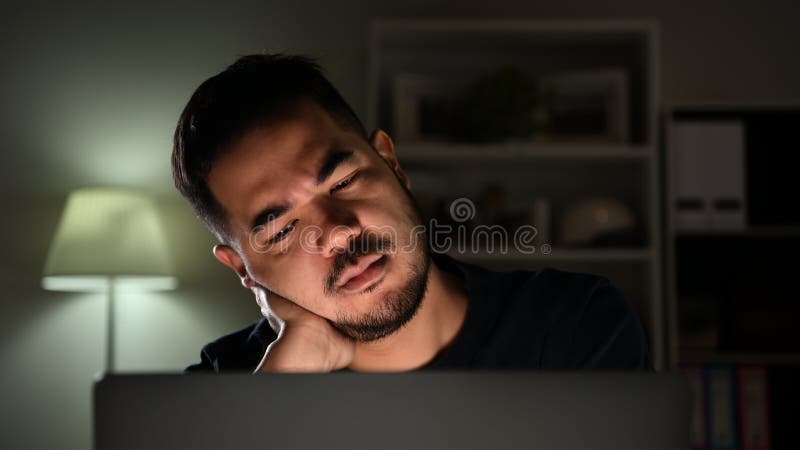 Feeling Stressful and Depressed. Asian Man Feeling Looking Unhappy ...