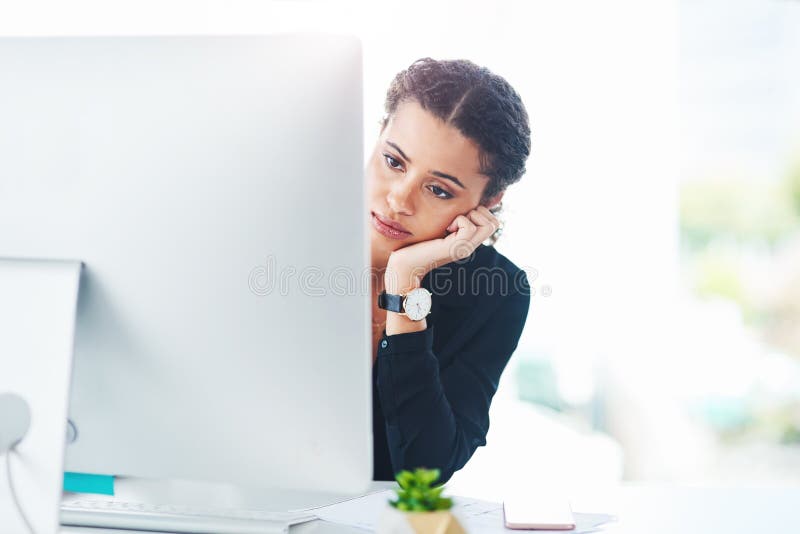 Feeling Stuck in a Boring Environment. a Young Businesswoman Looking ...