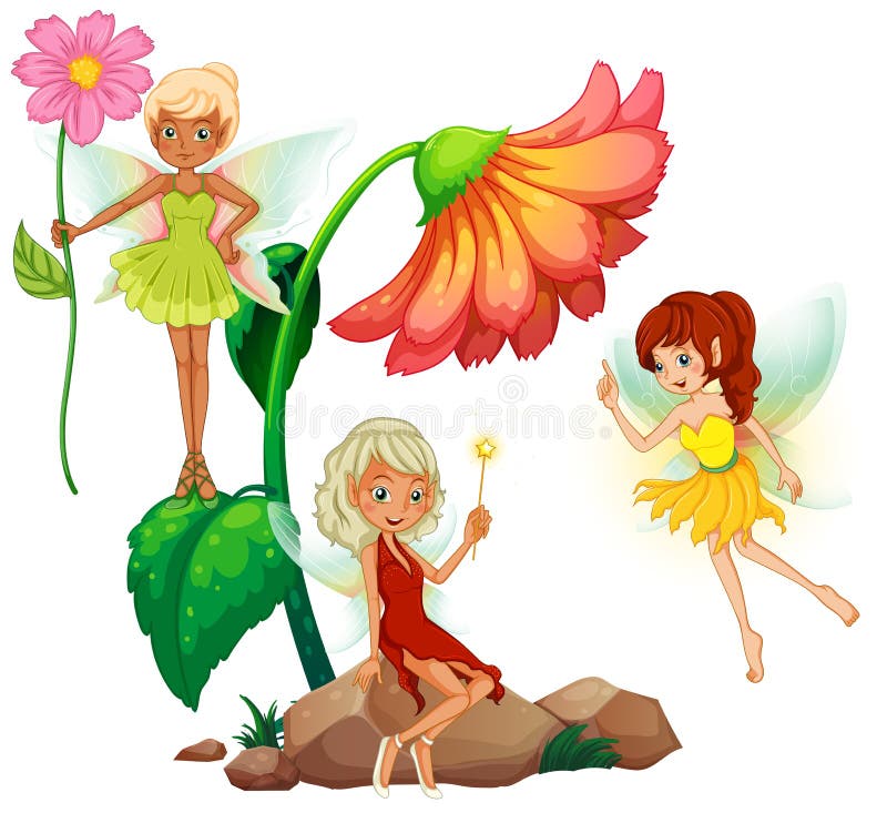 Magiska Feer I Tecknad Filmstilen Vektor Illustrationer - Illustration ...