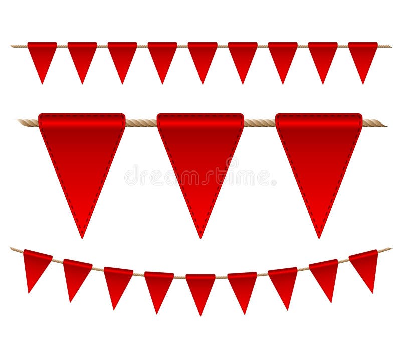 Feestelijke Rode Vlaggen Op Witte Achtergrond Vector Illustratie ...