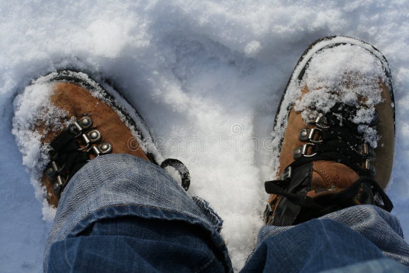 Snowy Feet stock photo. Image of winter, jeans, legs - 22952960