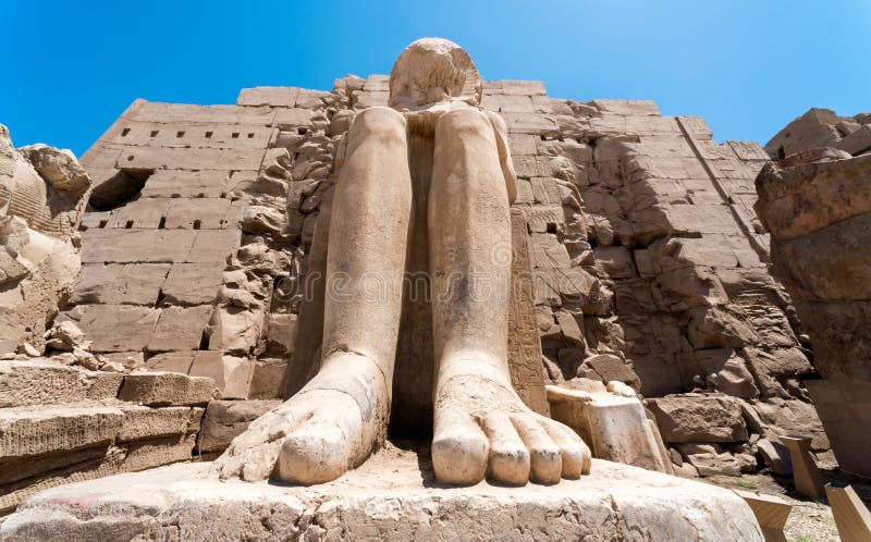 Feet of an Ancient Statue of Pharaoh in the Karnak Temple in Luxor ...