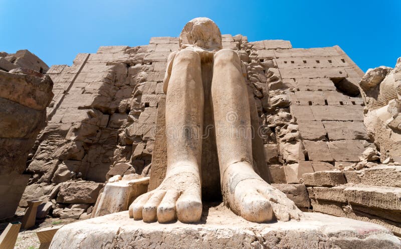 Feet of an Ancient Statue of Pharaoh in the Karnak Temple in Luxor ...