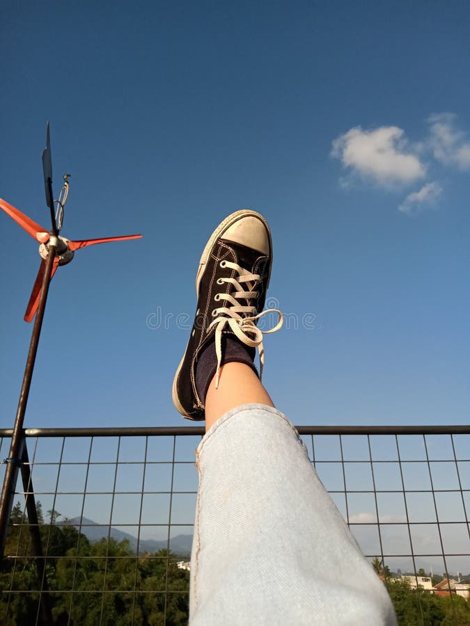 Feet Attached Upwards, with a Sky Background Stock Image - Image of ...