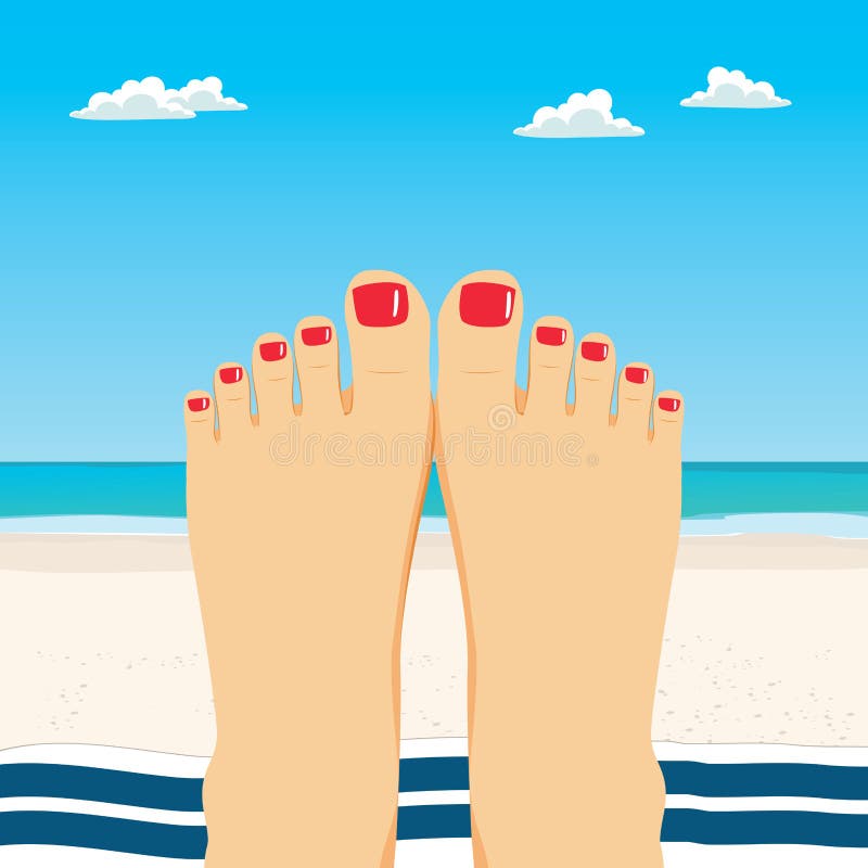 Feet Beach stock vector. Illustration of girl, ocean - 94710697