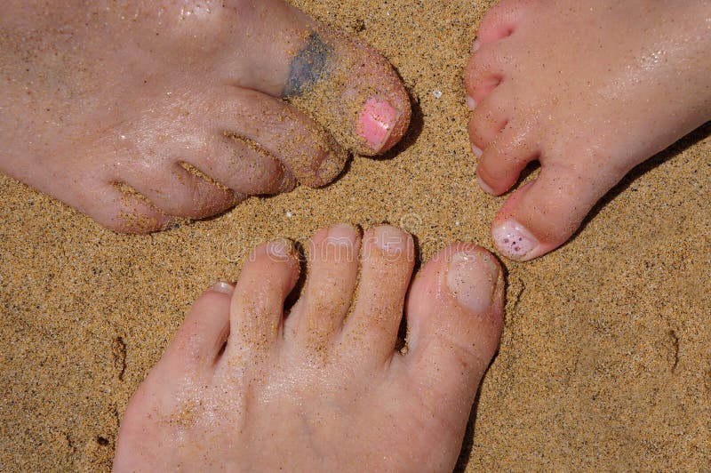 Feet on the Beach stock photo. Image of family, covered - 33551994