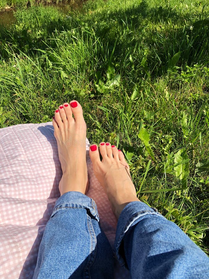 Feet with Beautiful Pedicure on White Background Stock Photo - Image of ...