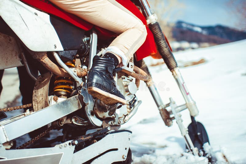 Feet on the Bottom of the Motorcycle Stock Photo - Image of driver ...