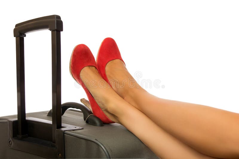 Feet on case stock image. Image of happy, item, happiness - 33652285