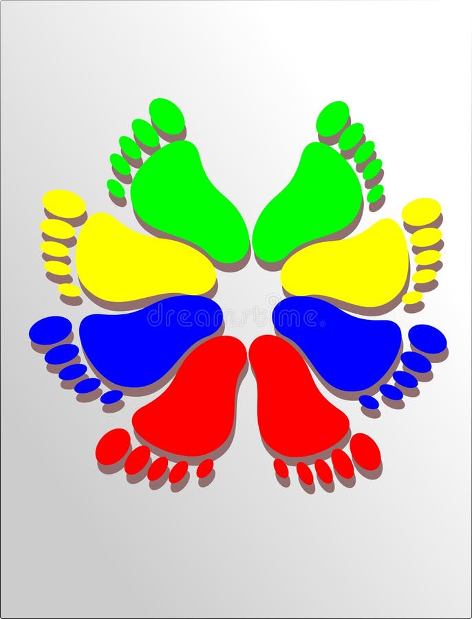 Pairs of feet of colors stock vector. Illustration of yellow - 44965932