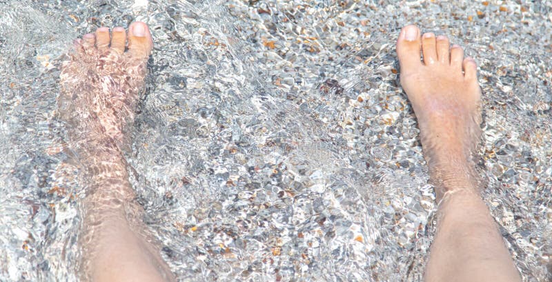 Feet Of A Sunbathing Woman At Sunbed Next To A Swimming Pool Stock ...