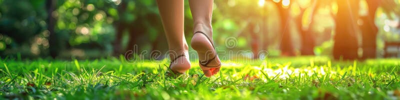 Feet on Lawn Grass. Selective Focus Stock Illustration - Illustration of foot, health: 322605282