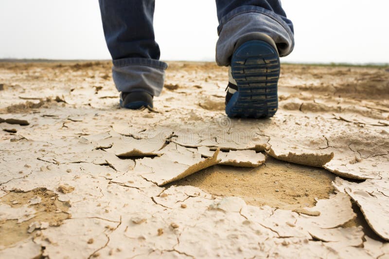 Feet of Man Walking on Dry Soil Stock Image - Image of ground, design ...