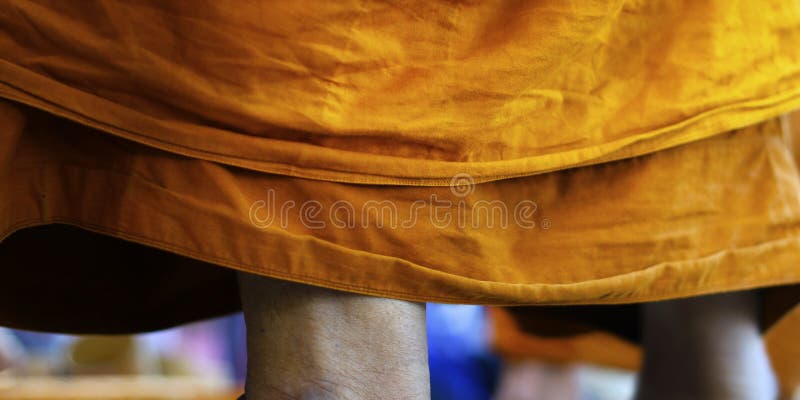 Feet of Monks Dressing Orange Robe during Reception of Alms Stock Image ...