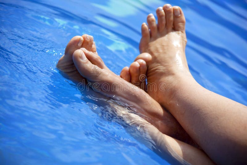 Feet Step into the Swimming Pool Stock Image - Image of step, feet: 5868459