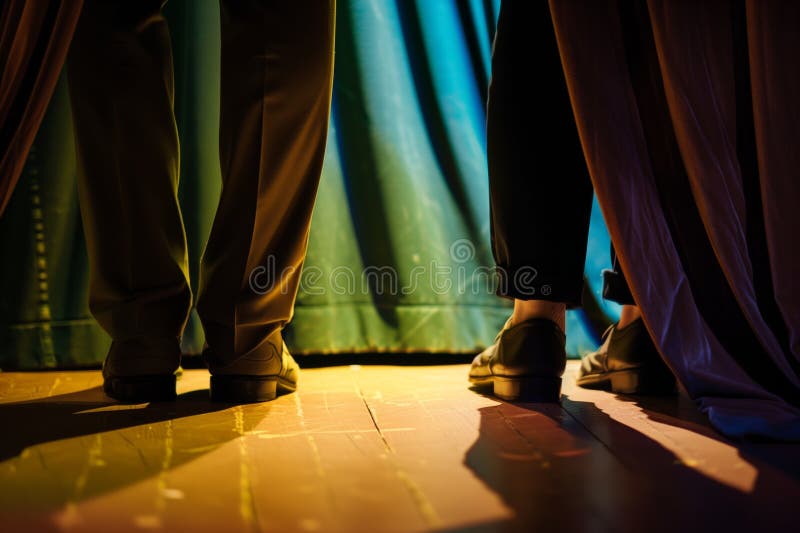 Feet of Performer Visible Under Slightly Raised Stage Curtain Stock ...