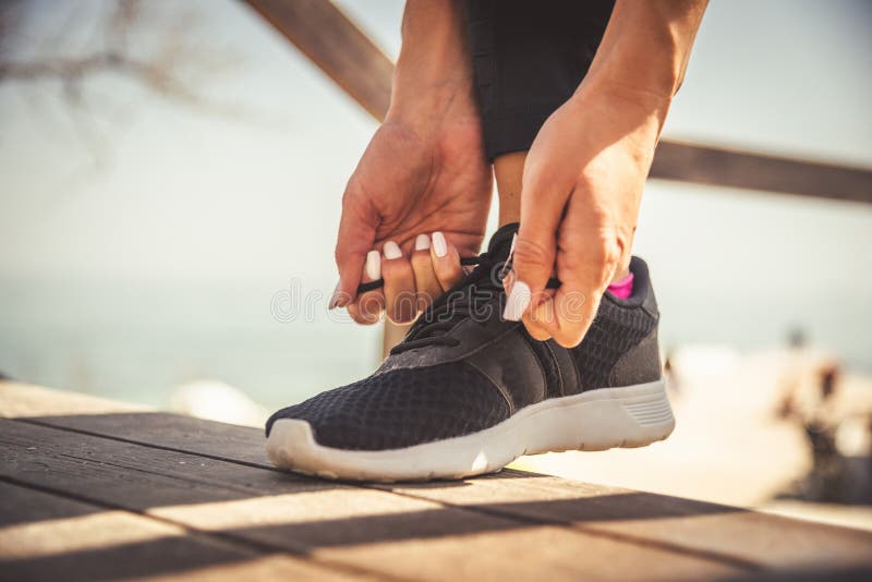 Feet Running on Road Closeup on Shoe Stock Photo - Image of family ...