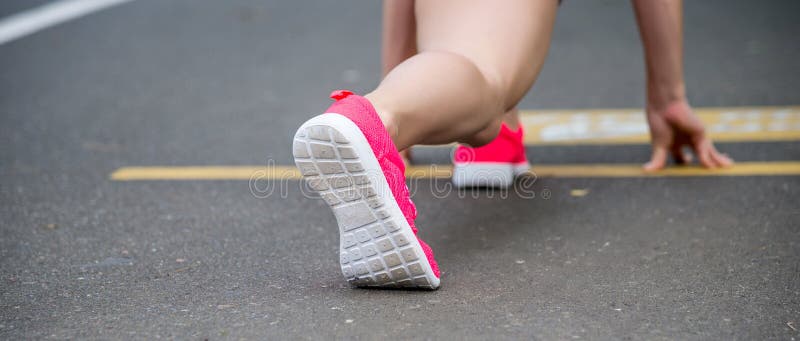 Feet Running on Road Closeup on Shoe Stock Image - Image of female ...