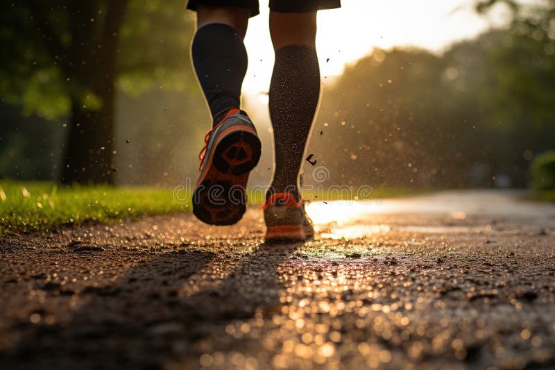 Feet in Running Shoes of Running Man Stock Illustration - Illustration ...