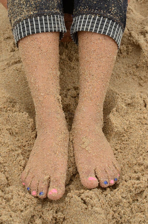 Feet in beach sand stock photo. Image of feet, sandal - 113009152