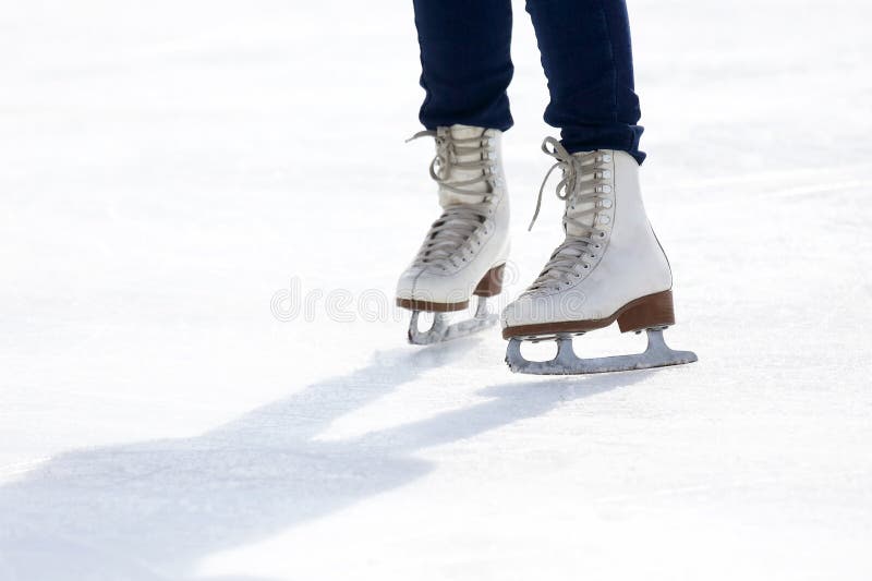 Feet Skating Girl Skating on Ice Rink Stock Image - Image of holiday ...