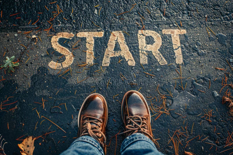 Feet in Sneakers on the Road at the Start Stock Photo - Image of ...