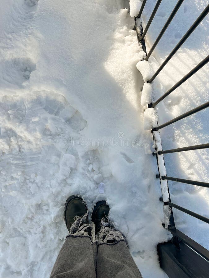 Feet in the Snow. the Concept of Winter Stock Photo - Image of flake ...
