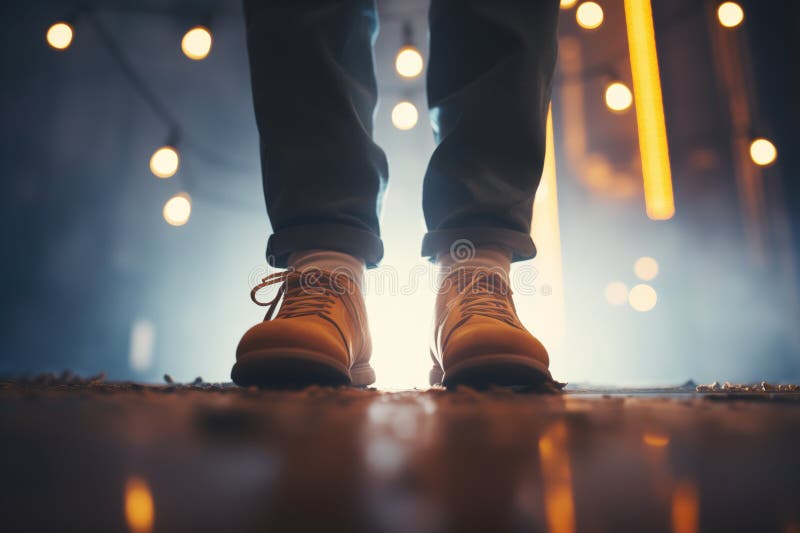 Feet of Someone Standing at the Edge of a Lights Reach Stock Image ...