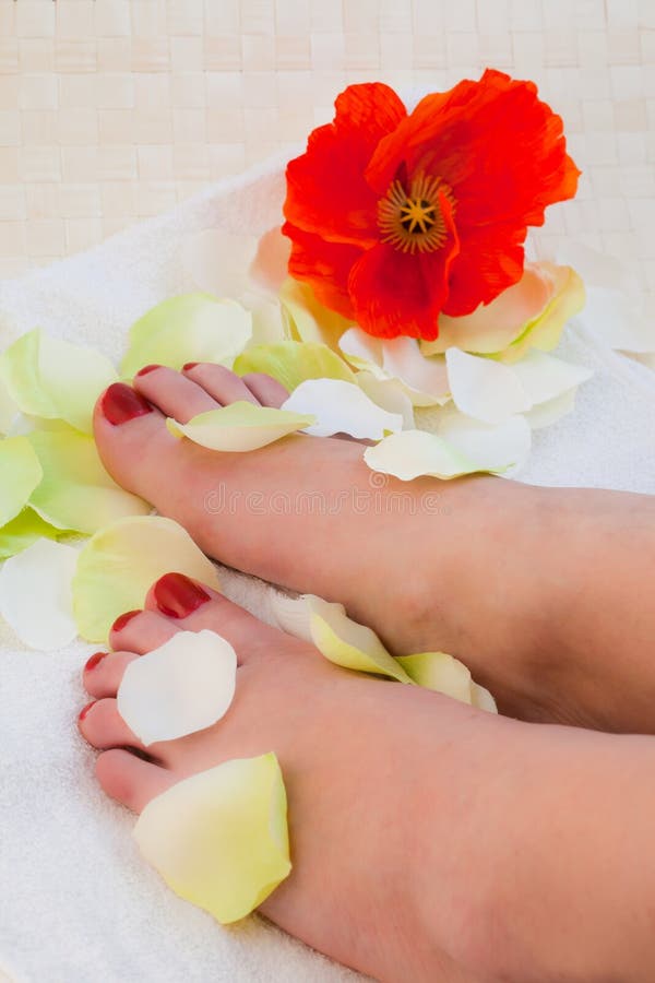 Feminine Feet by a Sunken Foot Bath Stock Image - Image of scent, body ...