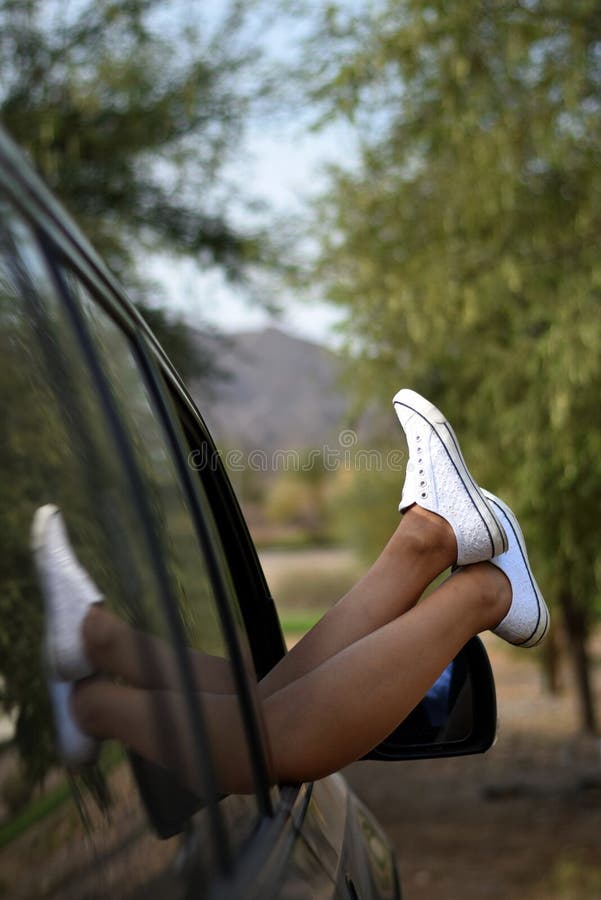Feet and Sport Shoes in the Car Stock Photo - Image of pedal, legs ...