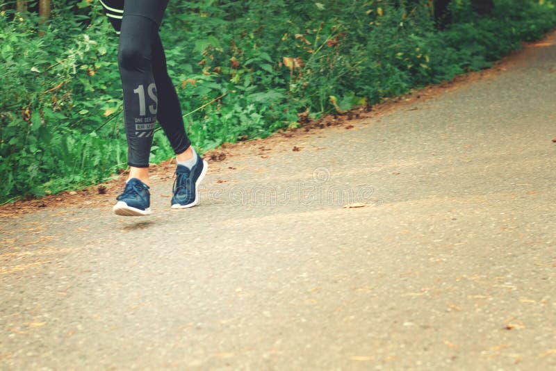 Feet Step Runner on the Road, Closeup Shoes. Start Running on the ...