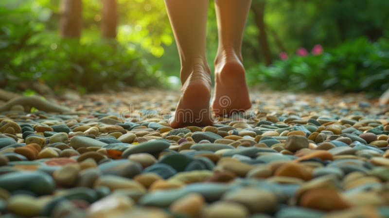 The Feet on Stone Path. AI Generated Stock Image - Image of leisure ...