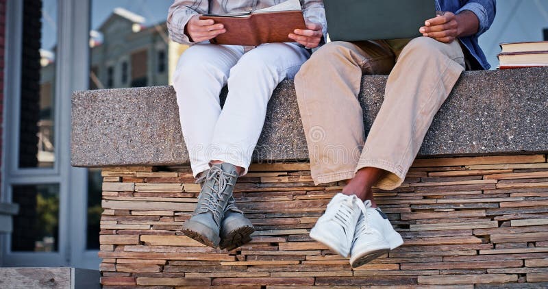 Feet, Students and Relax with Book at School for Education, Learning ...