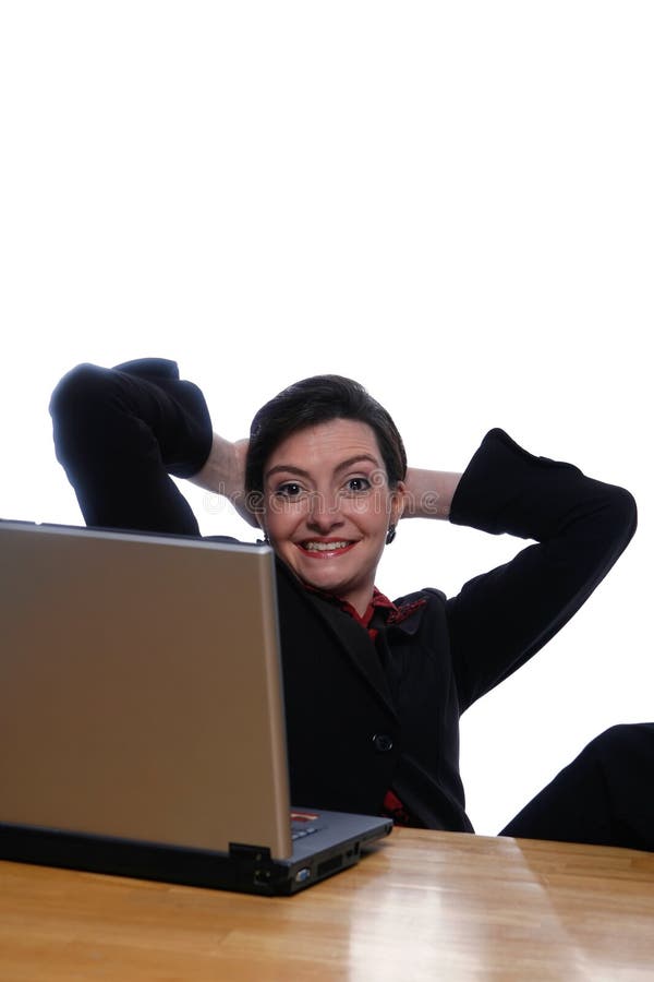 Feet Up on Desk, Easy Does it - Looking at Camera Stock Image - Image ...